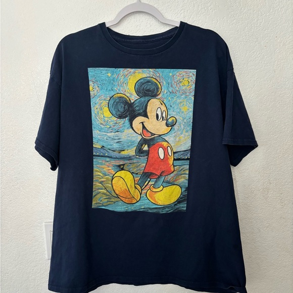 Tops | Mickey Mouse Van Gogh Navy Tee | Poshmark